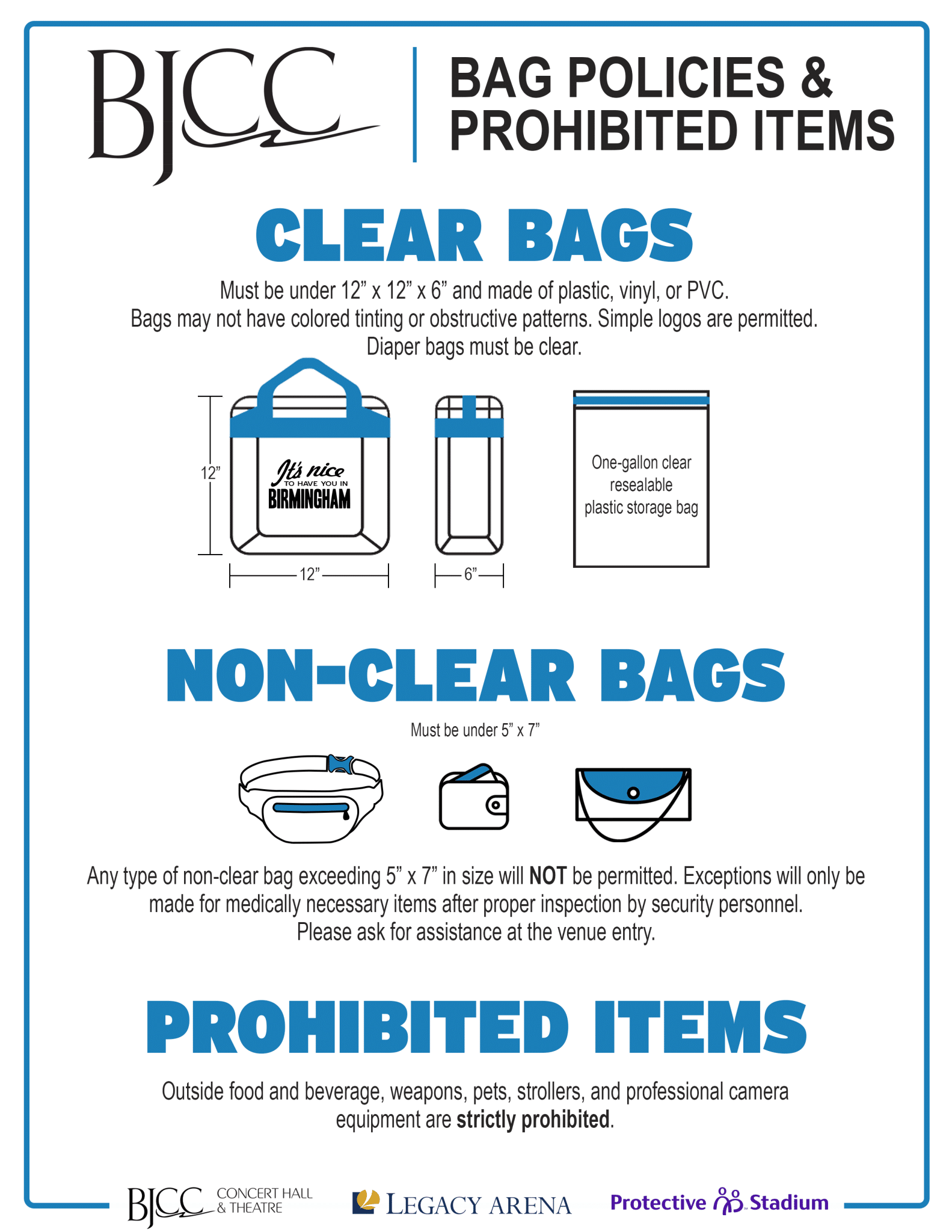 Bag Policy & Prohibited Items | Birmingham, AL | BJCC